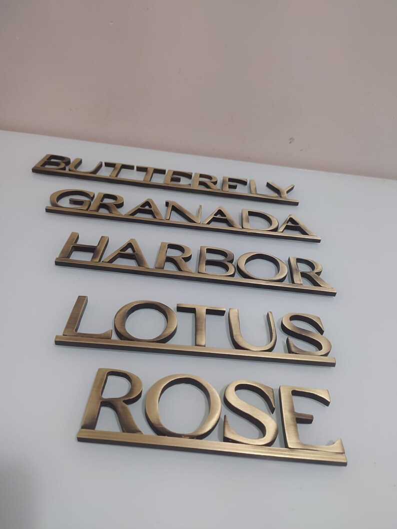 Custom Brass Letters With Underline — Handmade Solid Cast Metal ...