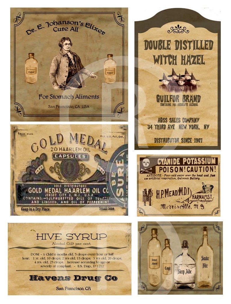 Vintage Style Primitive Labels for Jars, Tags, Boxes ~ Digital Download ...