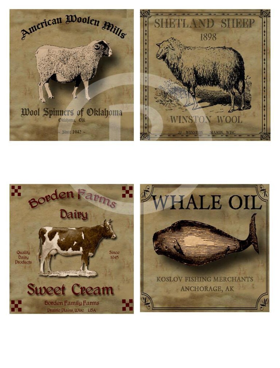 Vintage Style Primitive Labels for Jars, Tags, Boxes Digital Download ...