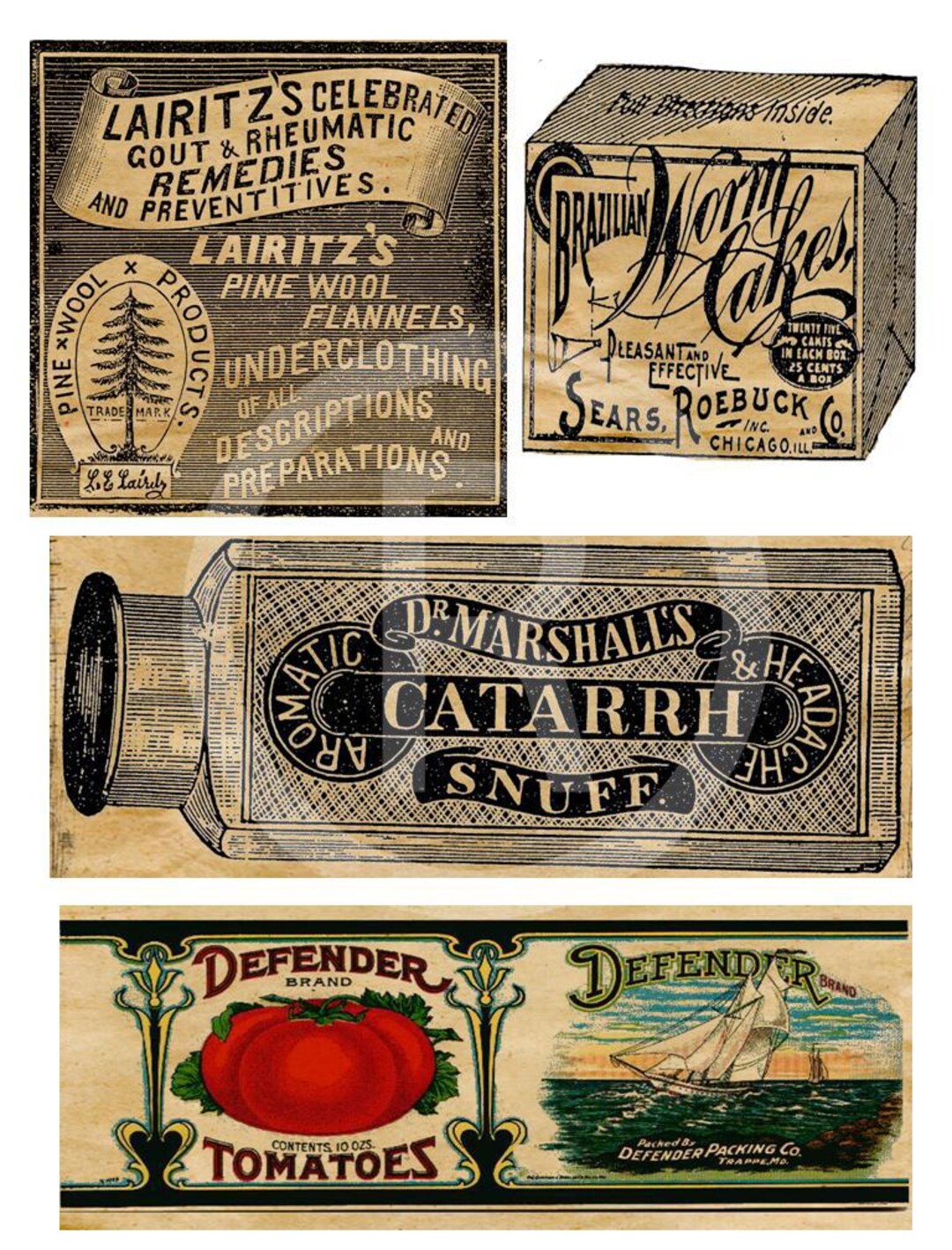 Vintage Style Primitive Labels for Jars, Tags, Boxes Digital Download ...