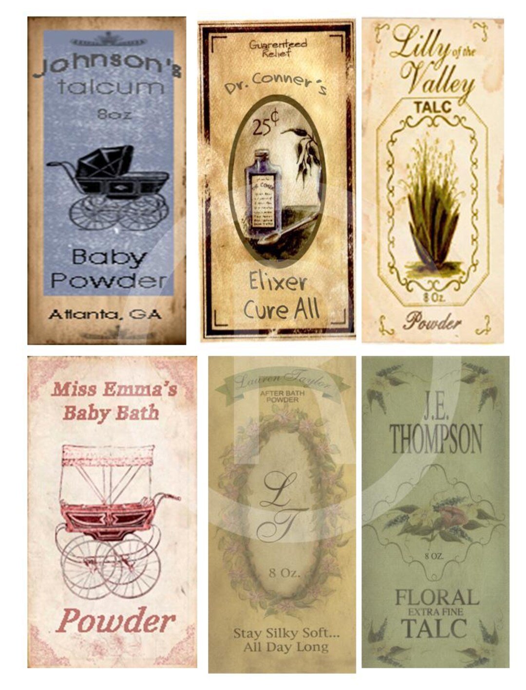 Vintage Primitive Style Perfume Labels for Jars, Tags, Boxes ~ Digital ...