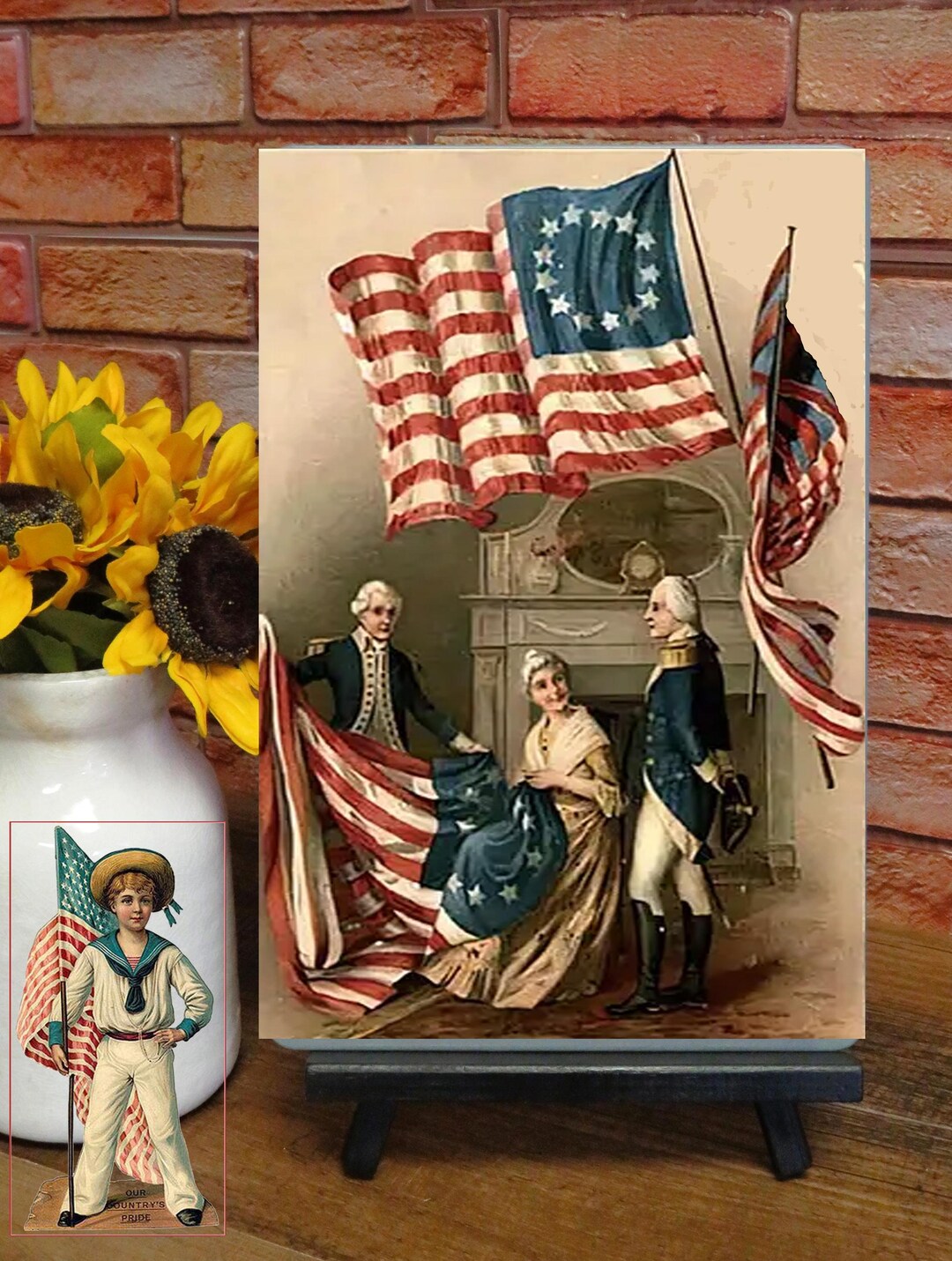 George Washington With Betsy Ross ~ Metal Sign ~ TS2255 Patriotic Flags ...