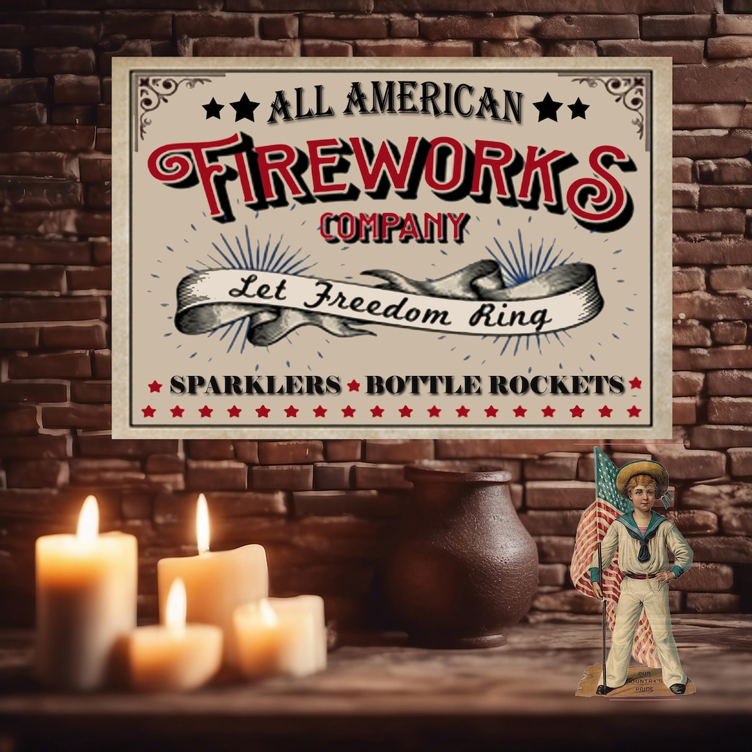 All American Fireworks Company ~ Metal Sign ~ TS2253 Patriotic, July ...