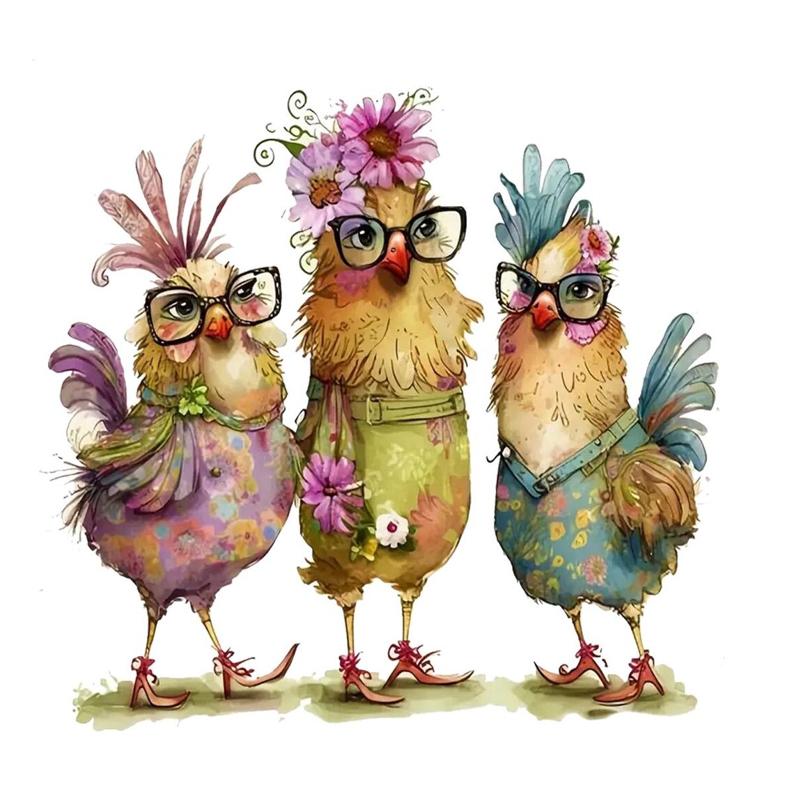 Three Lady Chickens ~ Block Shelf Sitter ~ BL1116 - Etsy