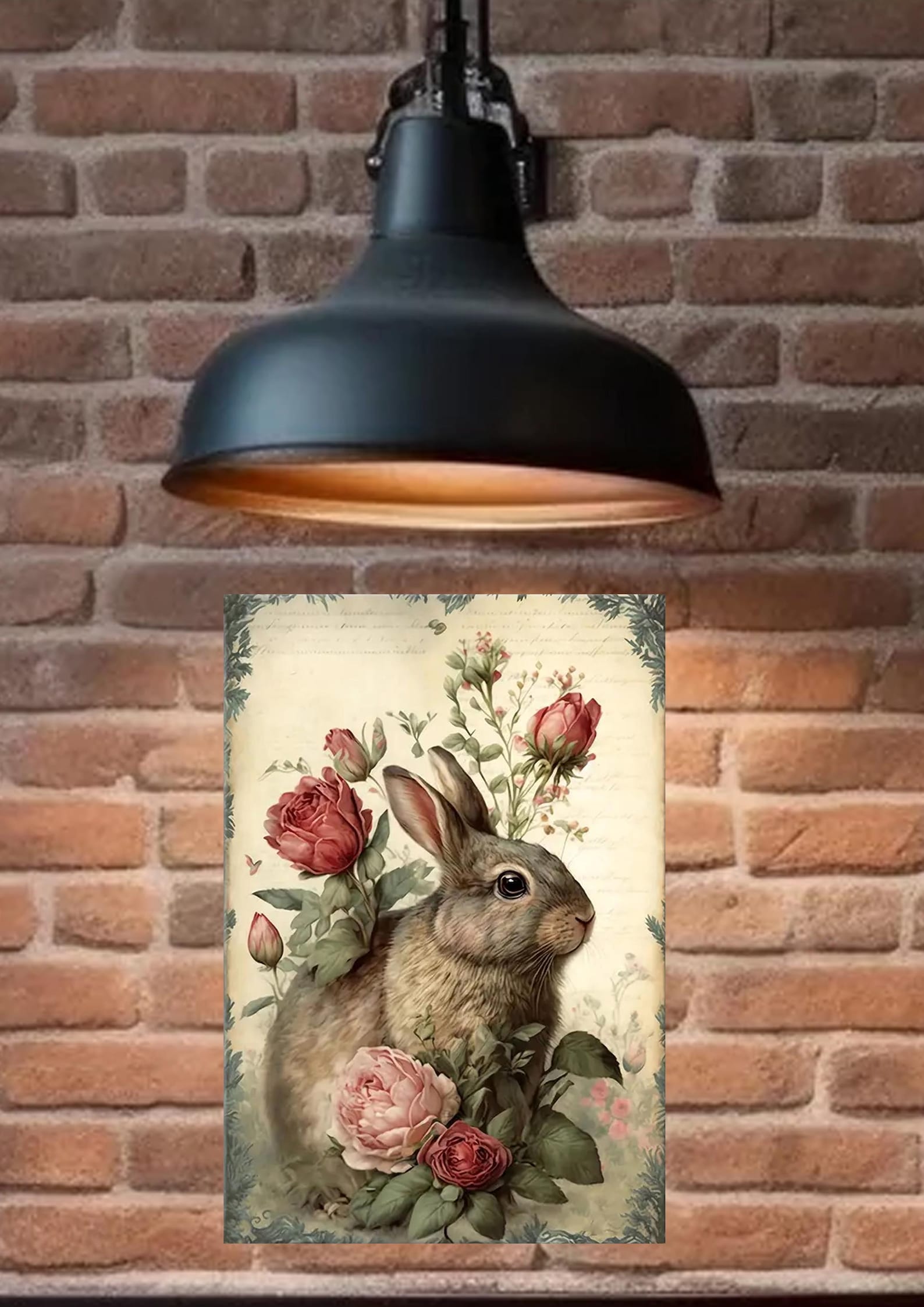 Vintage Brown Rabbit in Flowers ~ Metal Sign ~ TS2105 Primitive Decor ...