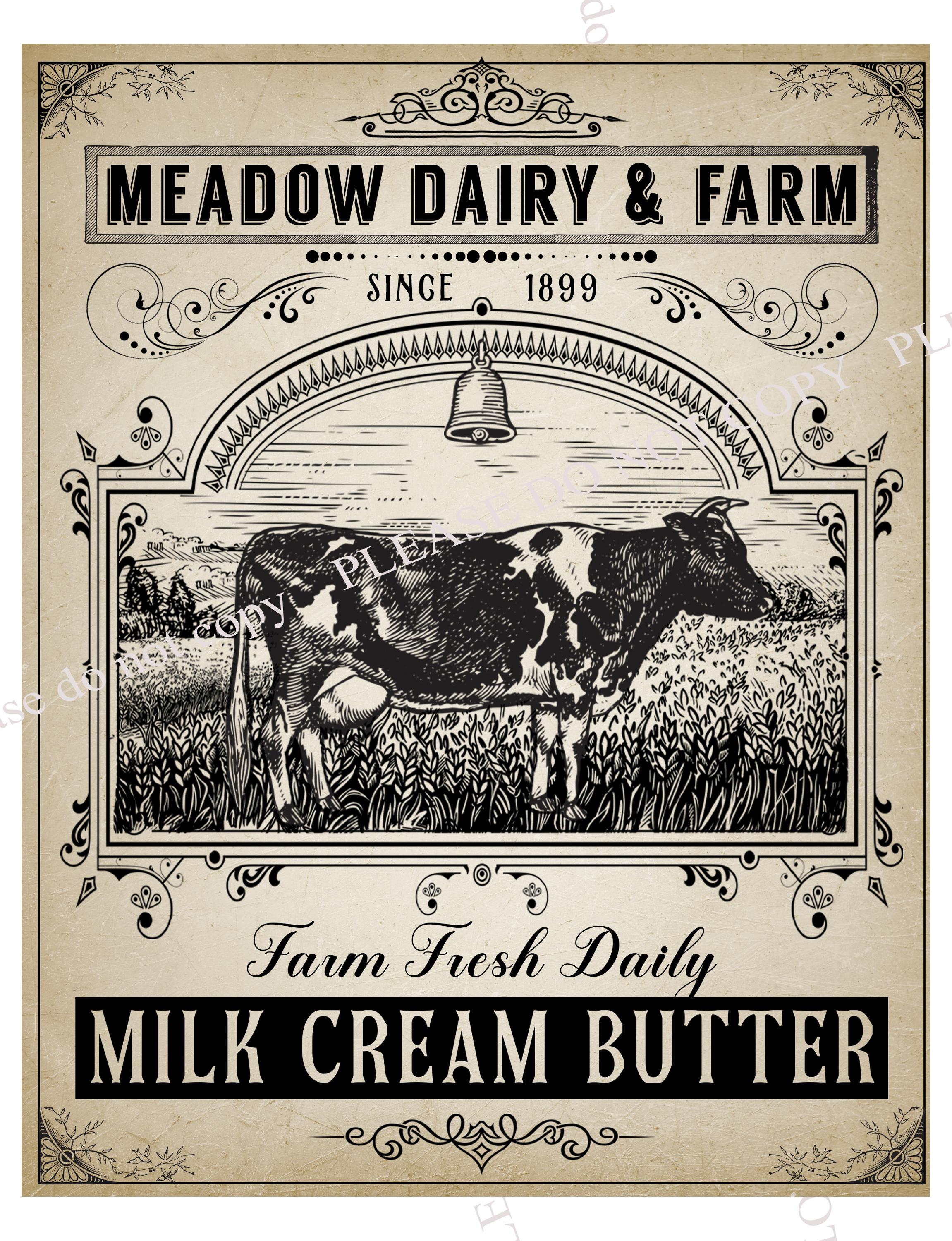 Meadow Dairy Cow Advertising Printed Rice Paper for Decoupage. Various ...
