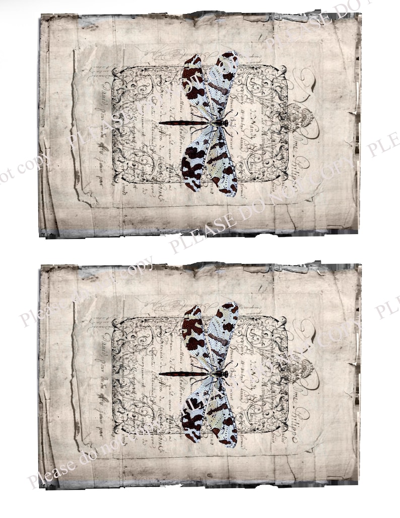 Vintage Antique Dragonfly Theme Style Printed Rice Paper for Decoupage ...