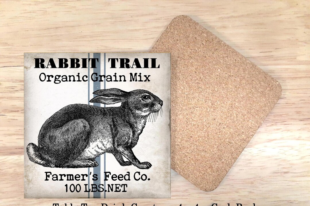 Rabbit Trail Drink Coasters ~ Set of 4 ~ Table Top Coasters ~ Cork Back ...
