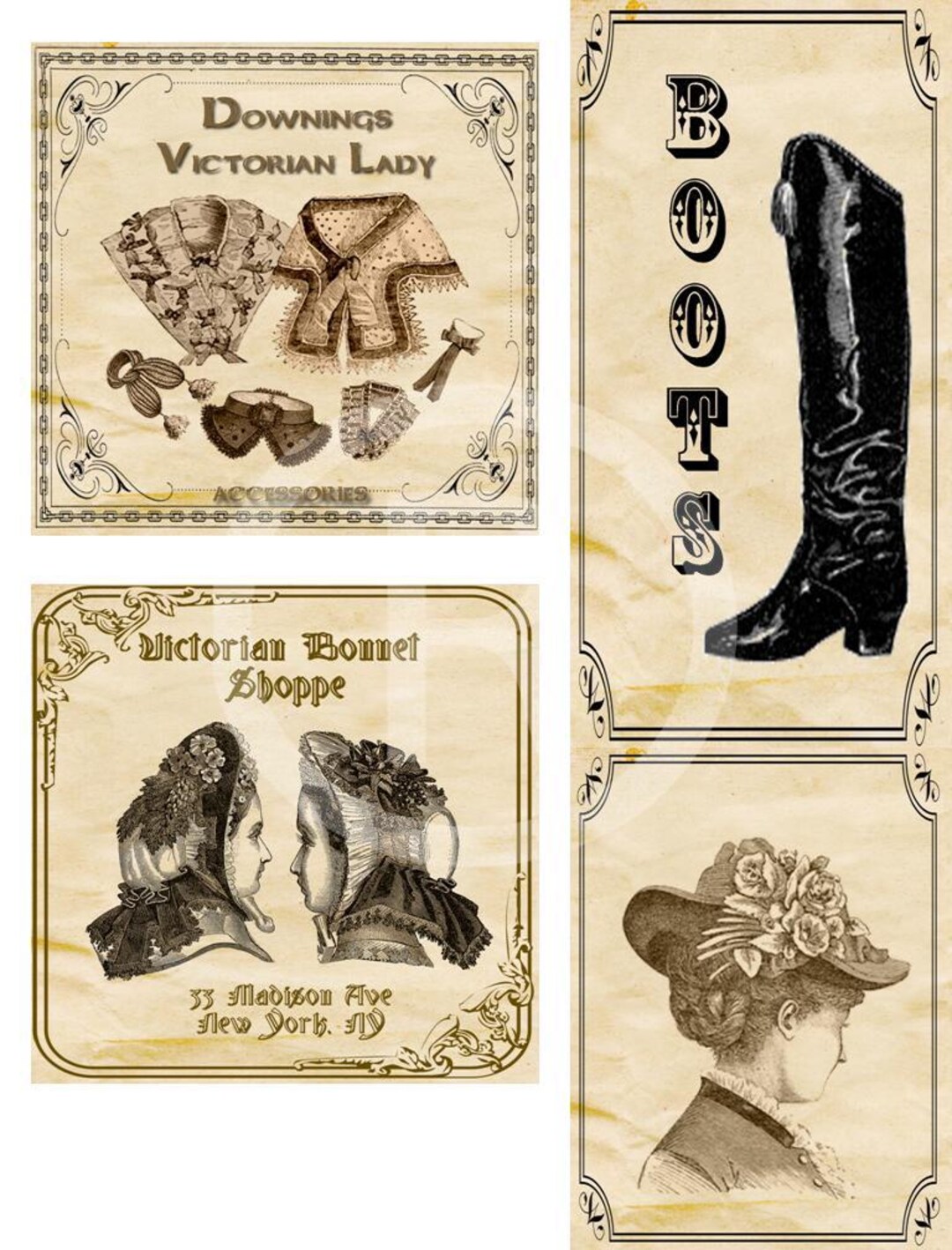 Vintage Ladies Parlor Labels, Victorian Style Images (digital Download ...