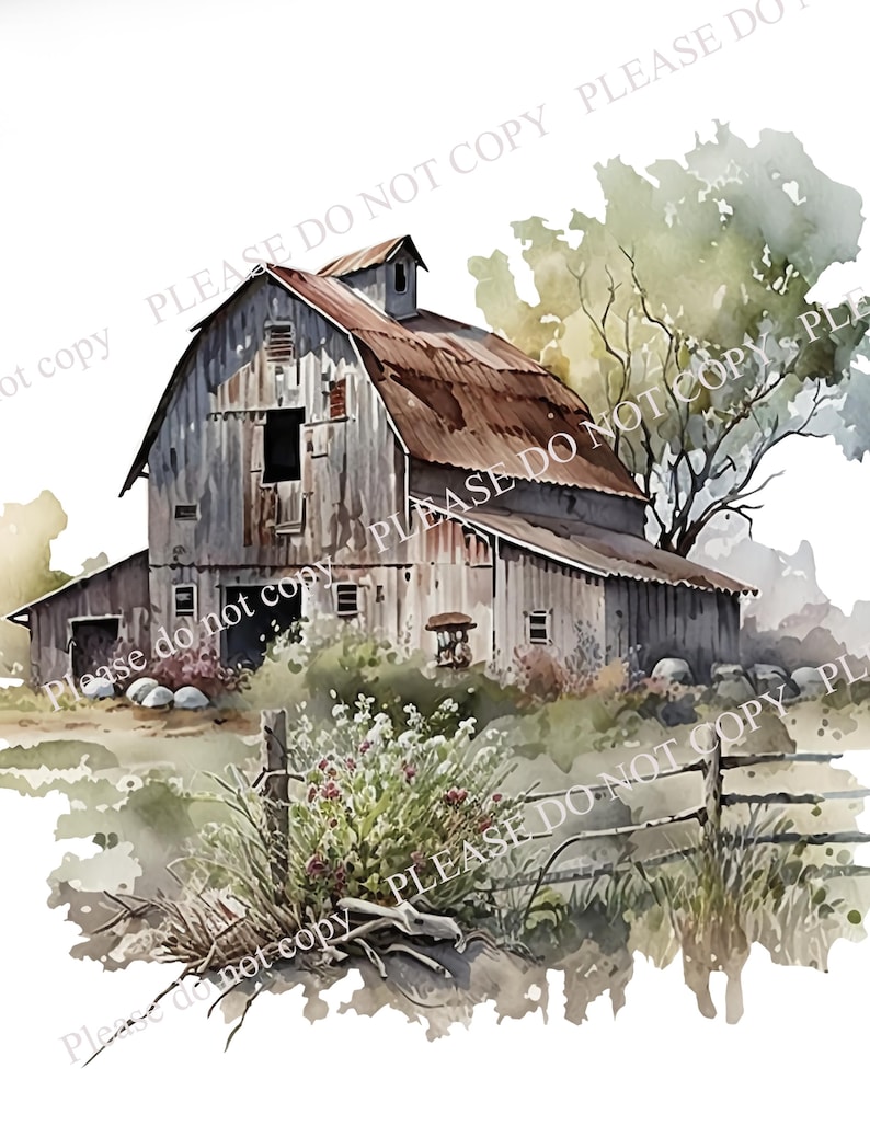 Vintage Barn & Tree Farm Image for Decoupage (rice Paper Print) - Etsy