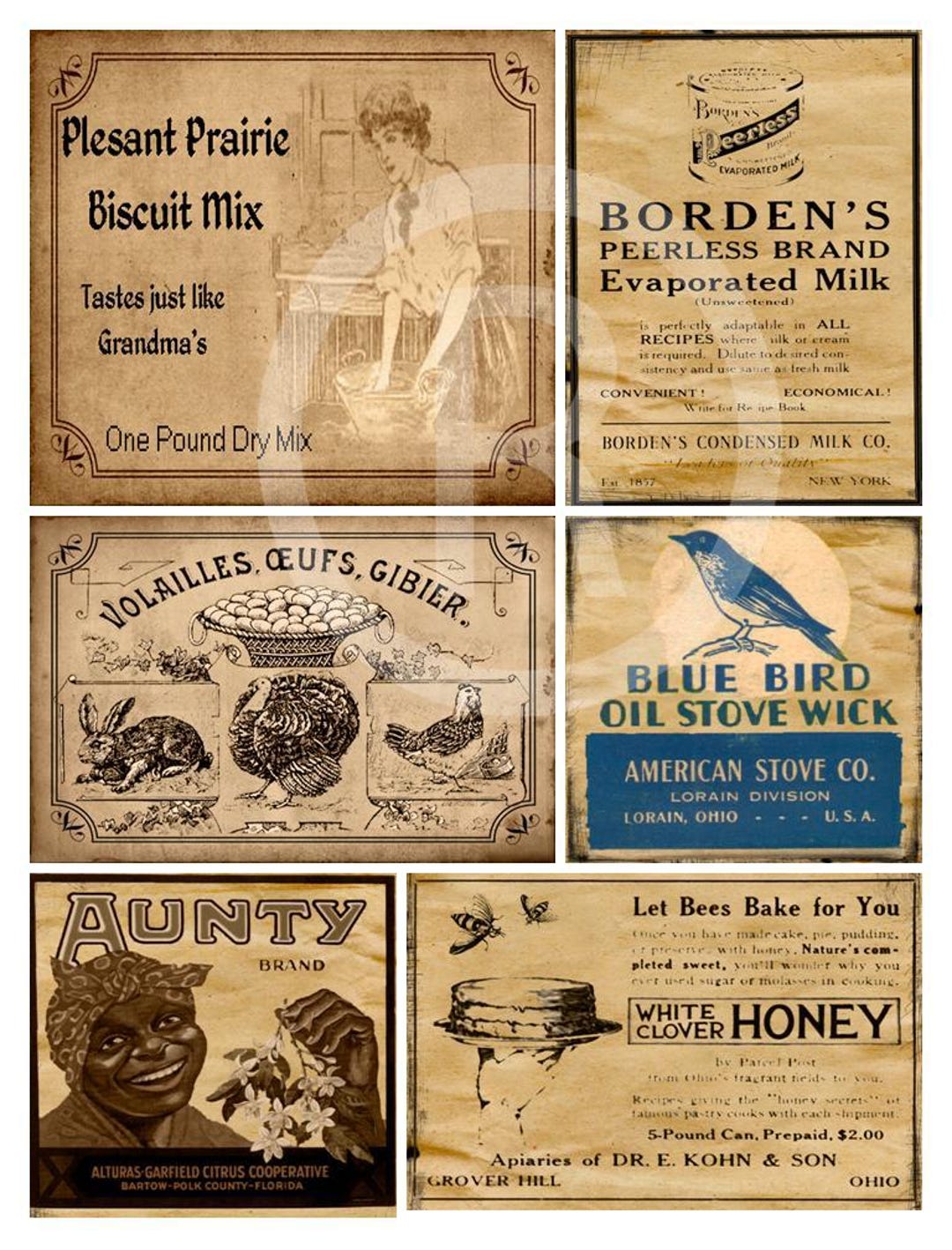 Vintage Primitive Style Labels for Jars, Tags, Boxes Digital Download ...