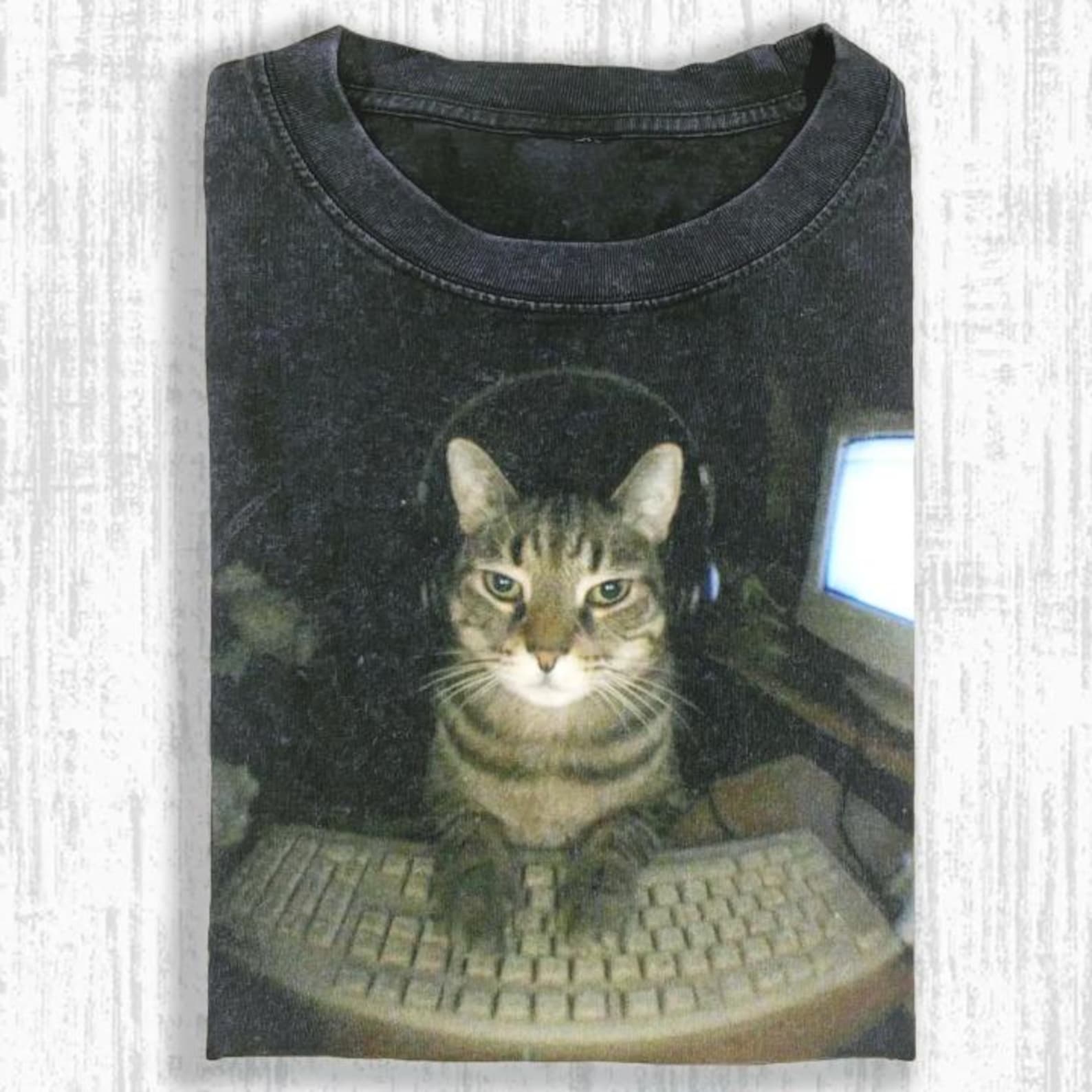 Vintage Wash Hacker Cat Meme Shirt, Computer Kitty Tee, Gamer Cat ...