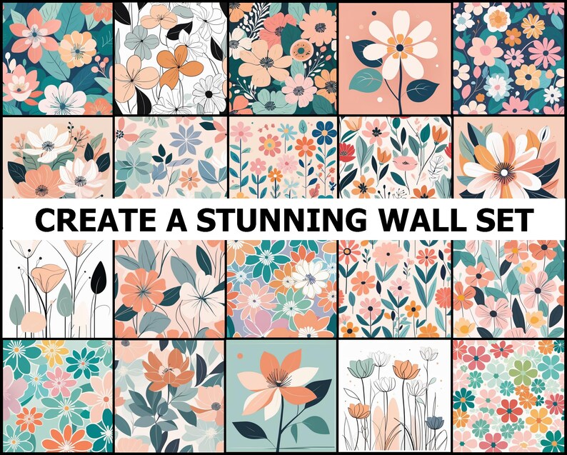 TRANQUIL Square Floral Art Print Calm and Peaceful Decor for Bedroom or ...