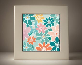 TRANQUIL Square Floral Art Print Calm and Peaceful Decor for Bedroom or ...