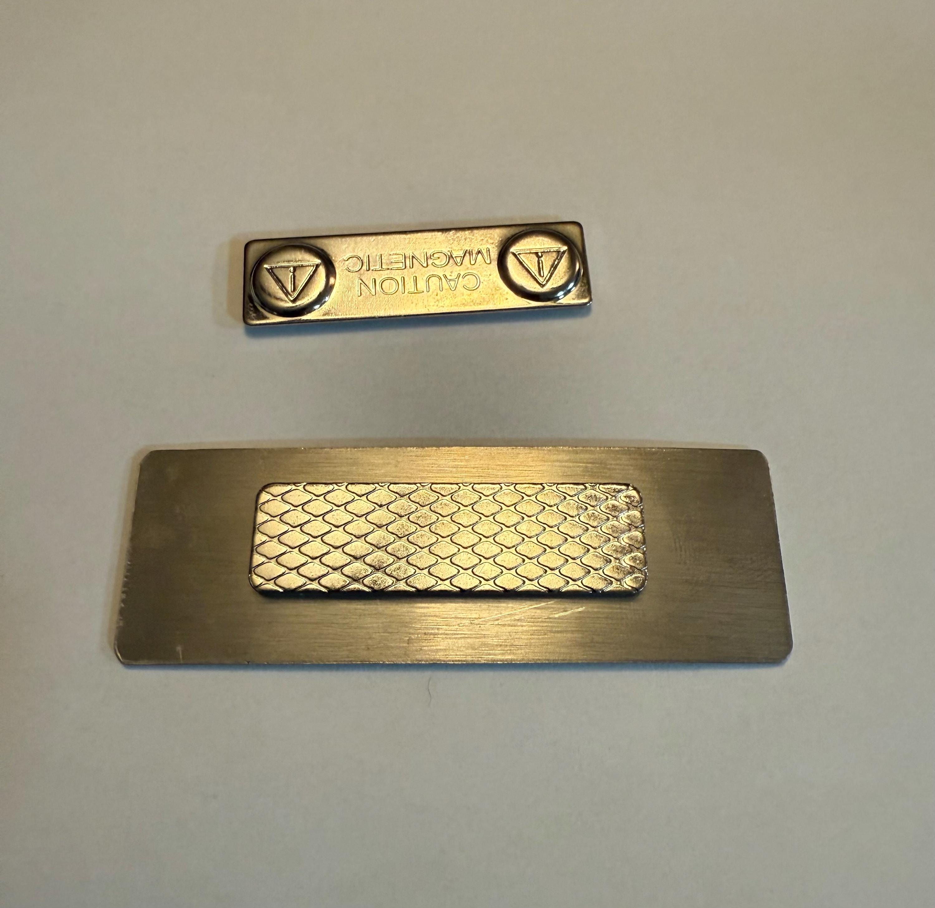 METAL 1”x3” Custom Laser Engraved USPS Name Tag, Silver or Gold, Strong ...