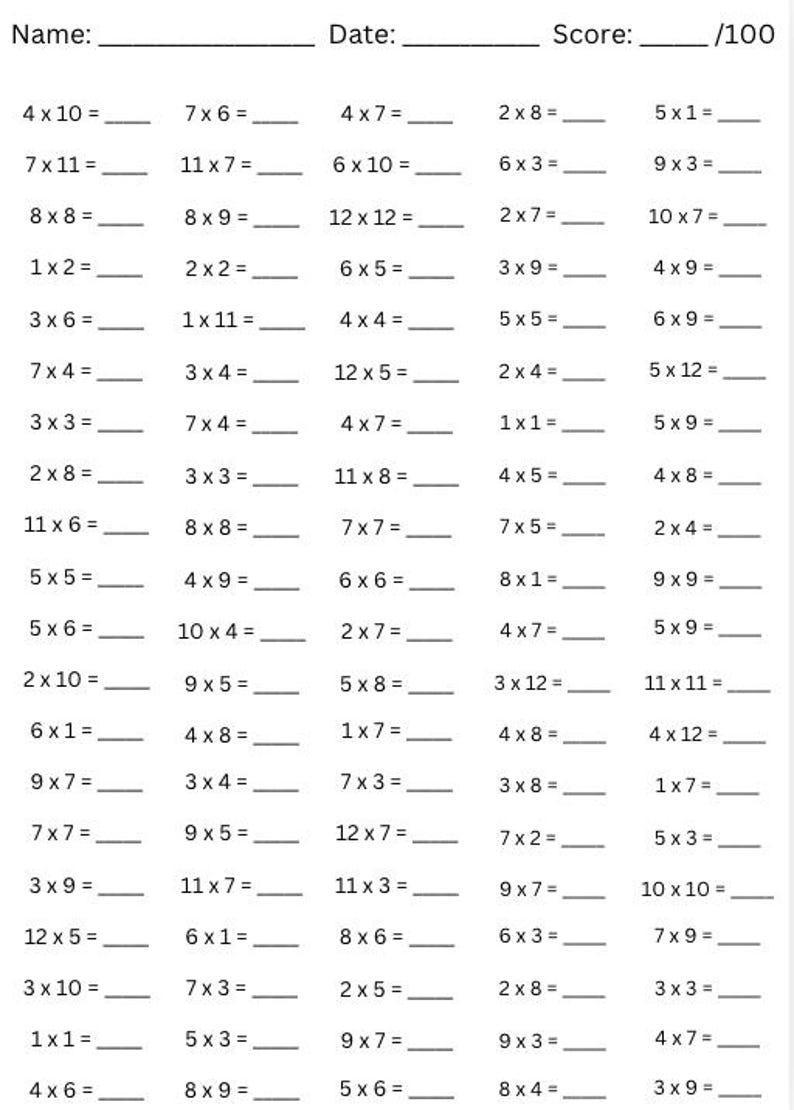 10 Multiplication Worksheets With Answer Key Included | Multiplication ...