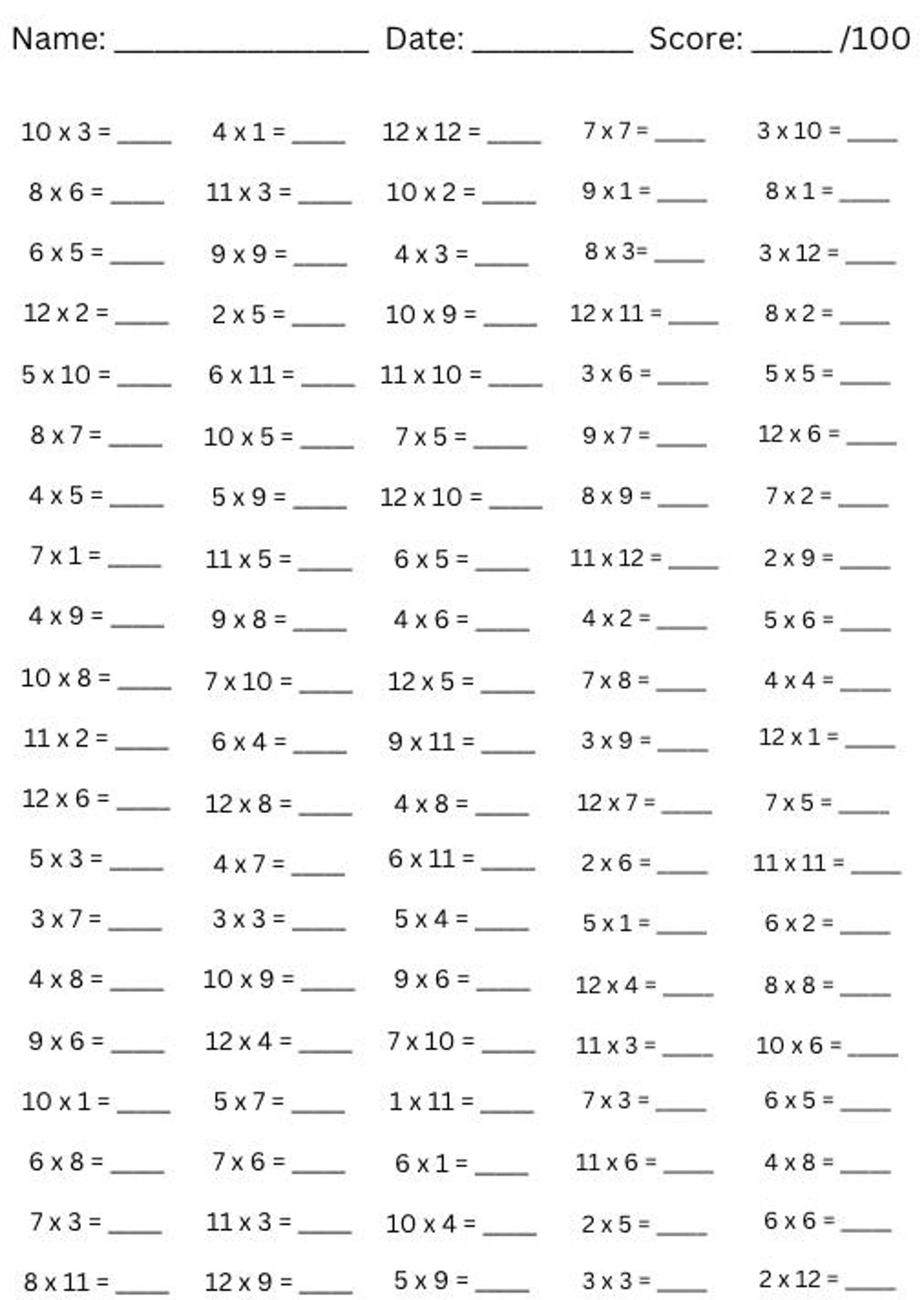 10 Multiplication Worksheets With Answer Key Included | Multiplication ...