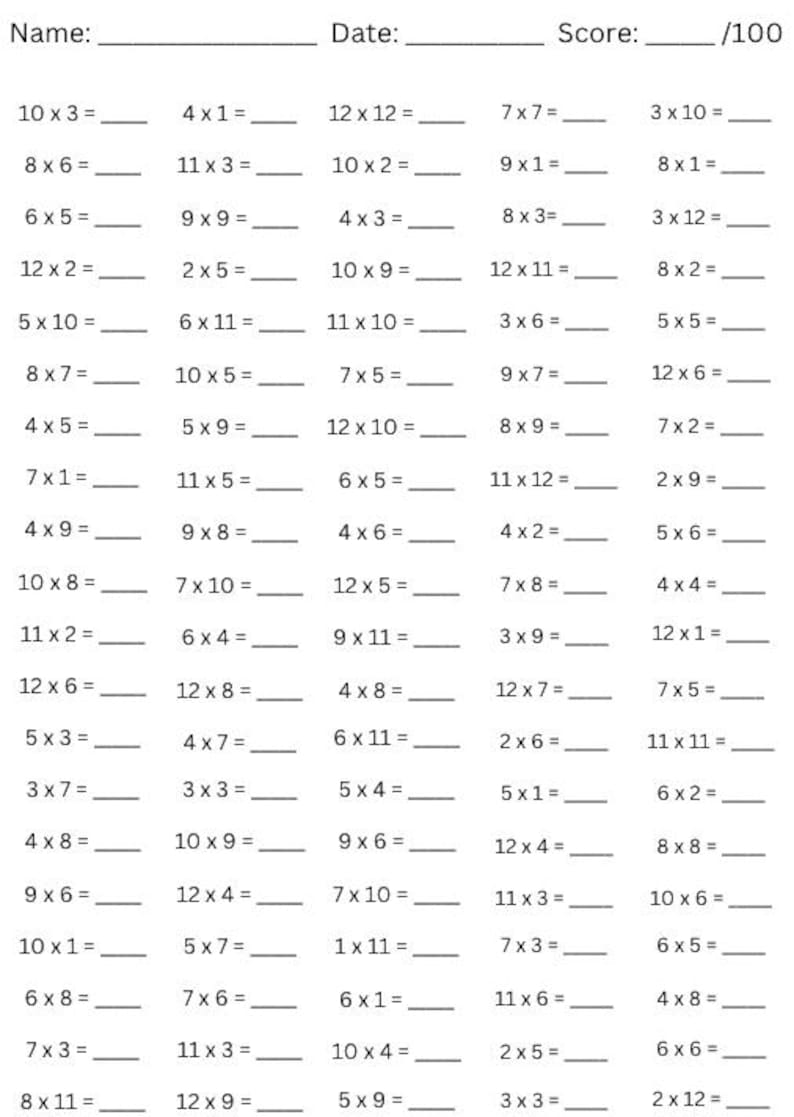 10 Multiplication Worksheets With Answer Key Included | Multiplication ...