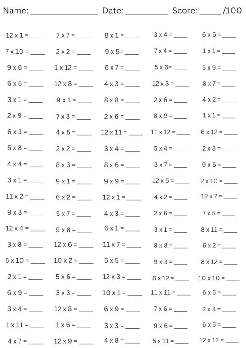 10 Multiplication Worksheets With Answer Key Included | Multiplication ...