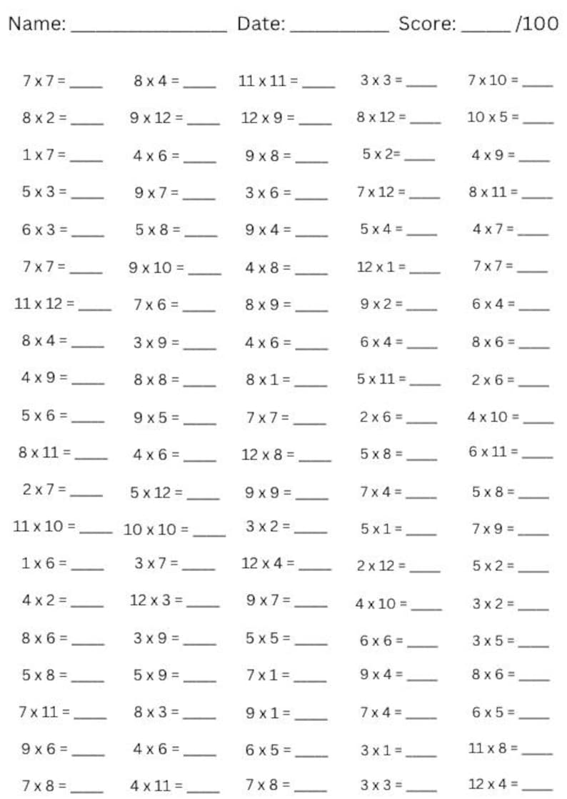 10 Multiplication Worksheets With Answer Key Included | Multiplication ...