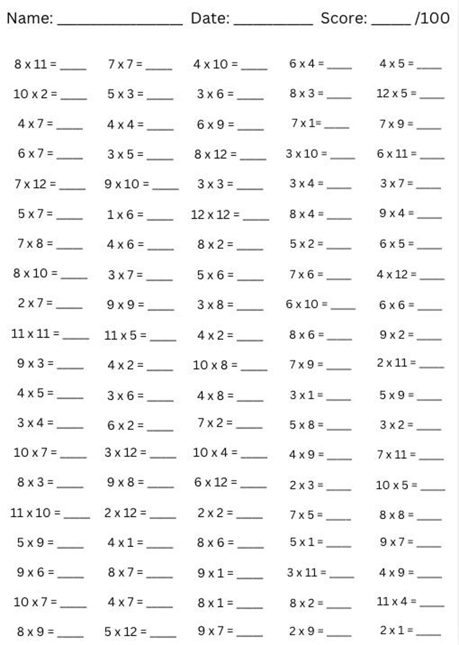 10 Multiplication Worksheets With Answer Key Included | Multiplication ...