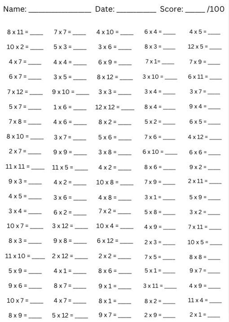 10 Multiplication Worksheets With Answer Key Included | Multiplication ...