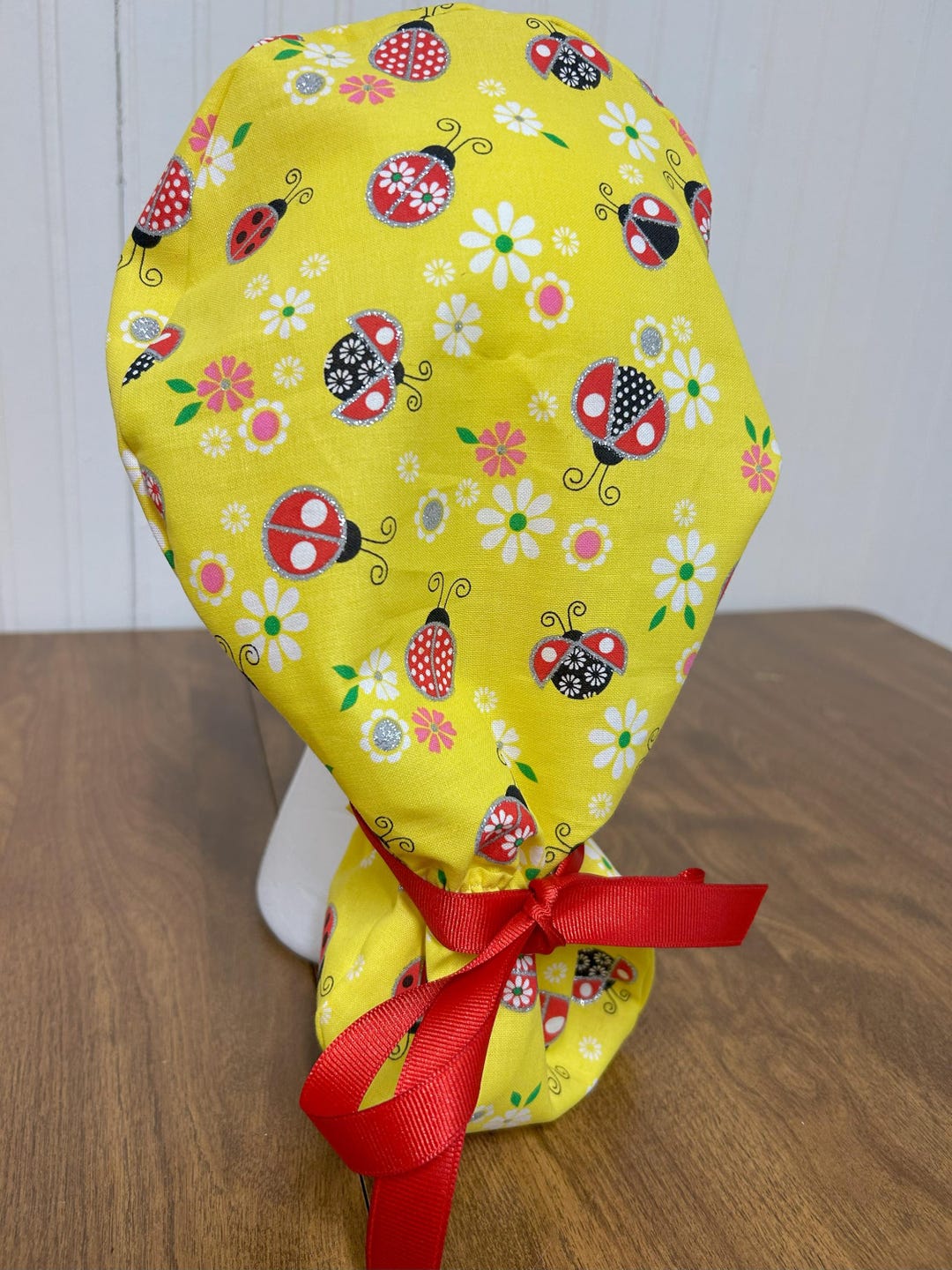 Lady Bug Scrub/surgical Ponytail Cap. - Etsy