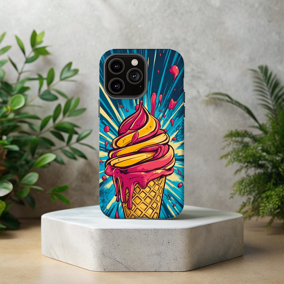 Dripping Ice Cream iPhone Case | Retro Cartoon Dessert Design for ...