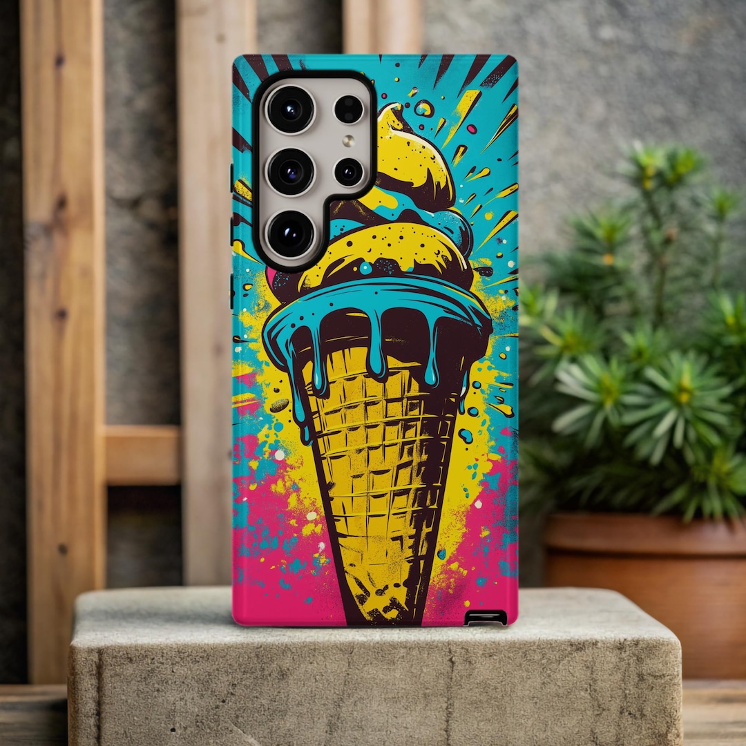 Bold Ice Cream Cone Phone Case With Dripping Neon Scoops | Compatible ...