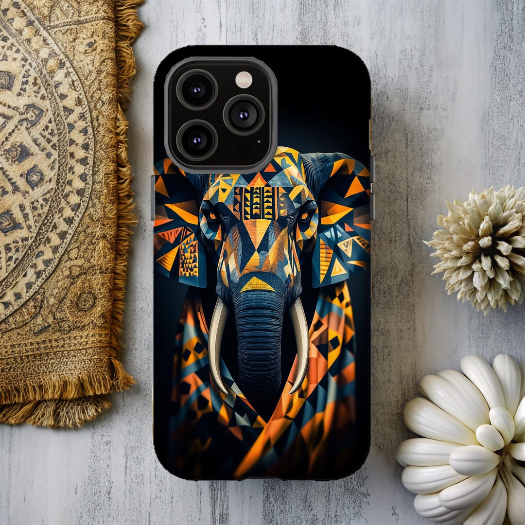 Geometric Elephant iPhone Case | Bold African Tribal-inspired Design ...