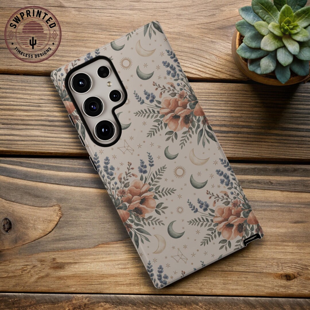 Boho Floral Starry Night Phone Case - Vintage Poppy & Wildflower ...