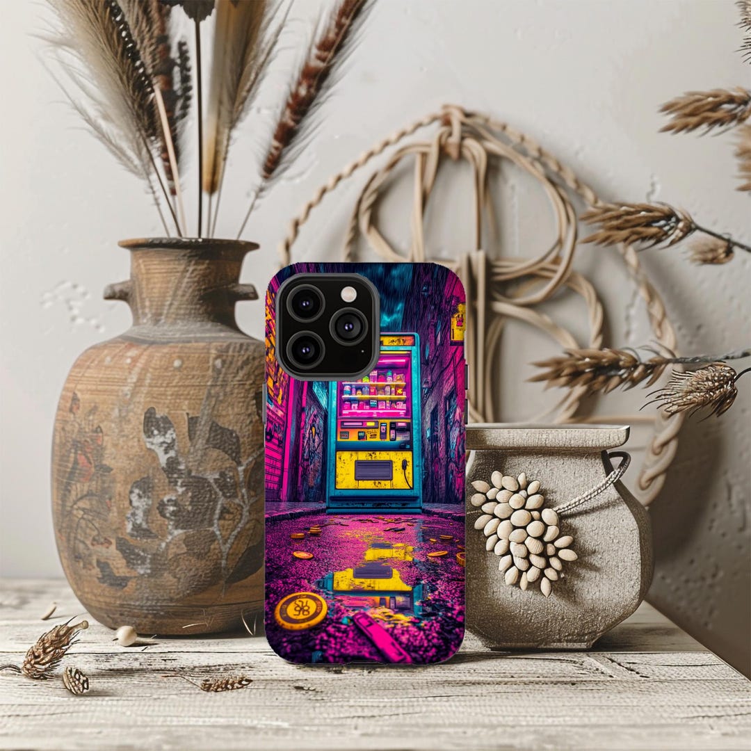 Cyberpunk Vending Machine iPhone Case | Neon Sci-fi Urban Street Art ...