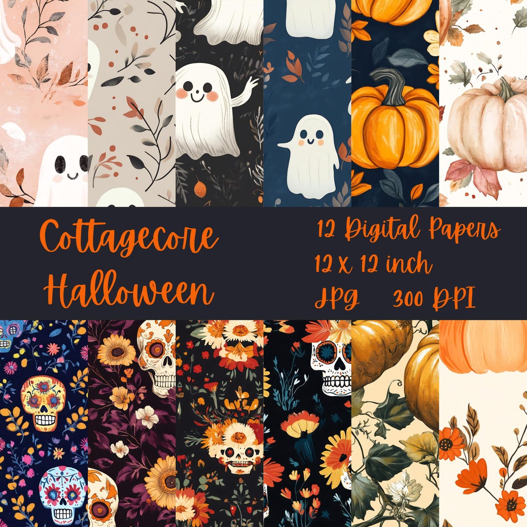 Cottagecore Halloween, Seamless Halloween, Halloween Paper, Digital ...