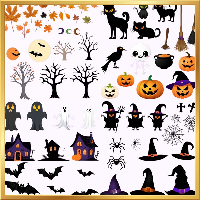 Halloween Clip Art, Halloween PNG Bundle, Halloween Digital, SVG Design ...