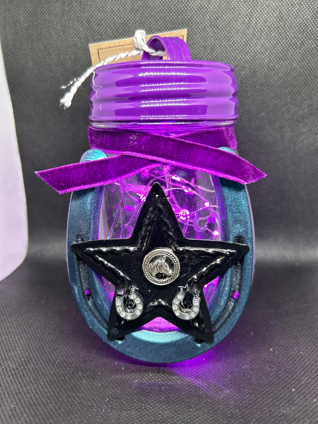 Led Lighted Mason Jar Western Purple - Etsy