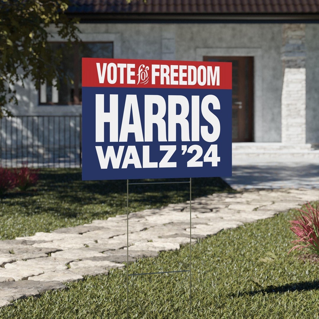 Harris Walz Vote for Freedom Campaign Yard Sign Support Democrat Kamala ...