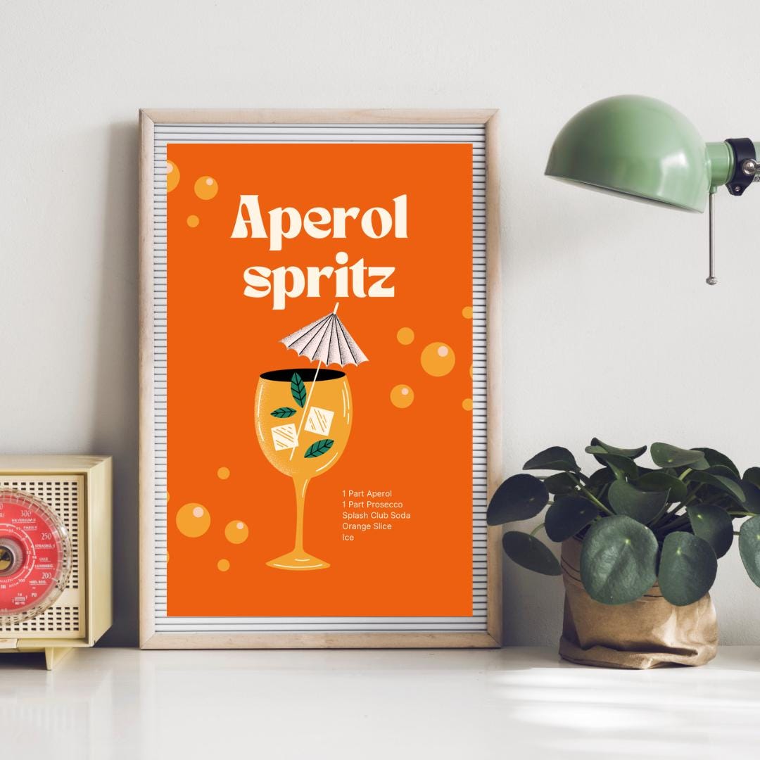 Aperol Spritz Instant Download Bar Cart Sign | Cocktail Poster | Aperol ...