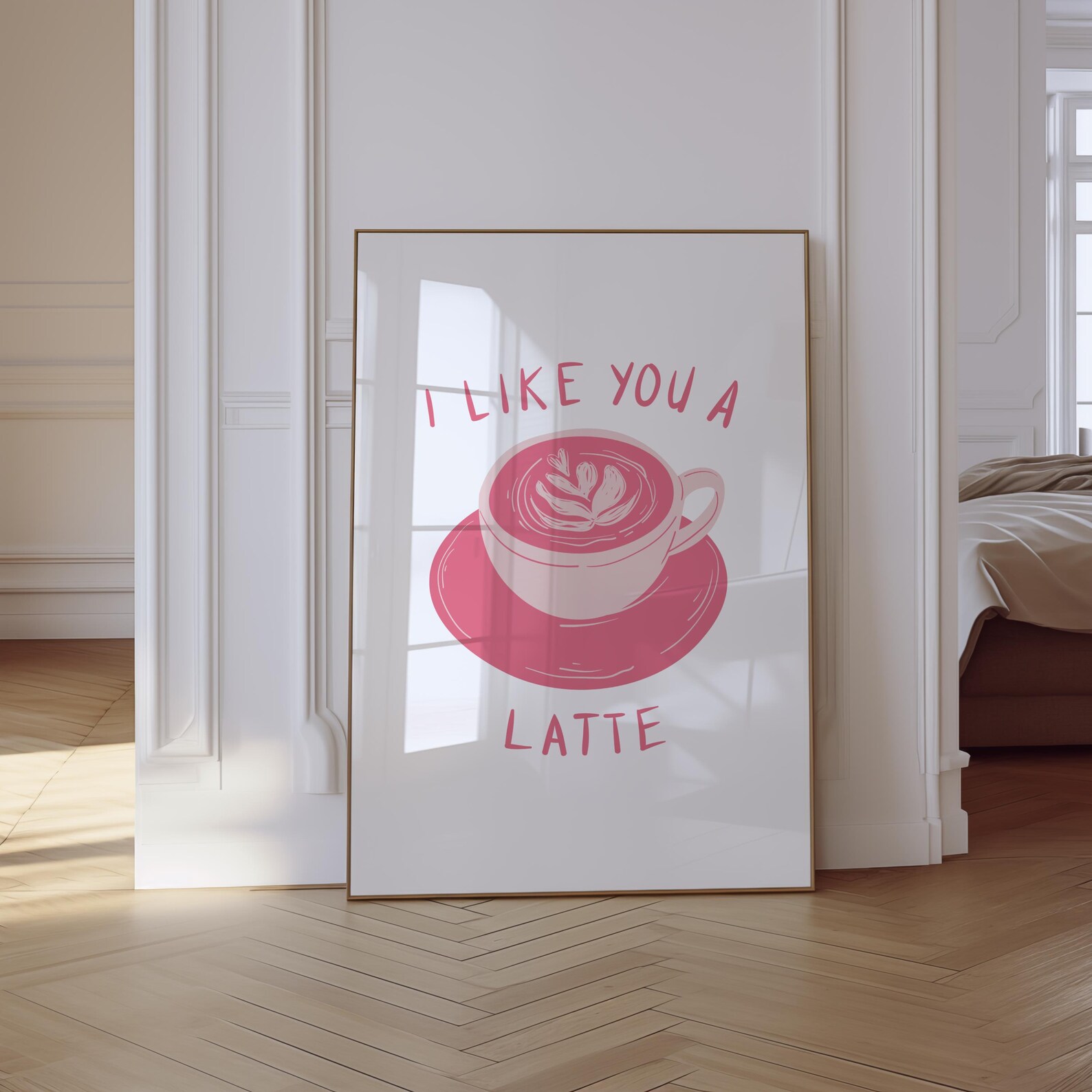 I Like You A Latte Coffee Wall Poster Printable Drink Pink Love ...