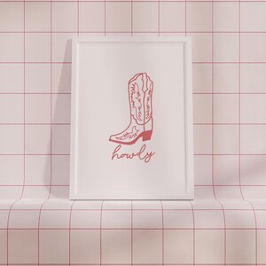 Howdy Cowboy Boots Cowgirl Drawing Pink Wall Poster Printable Western ...