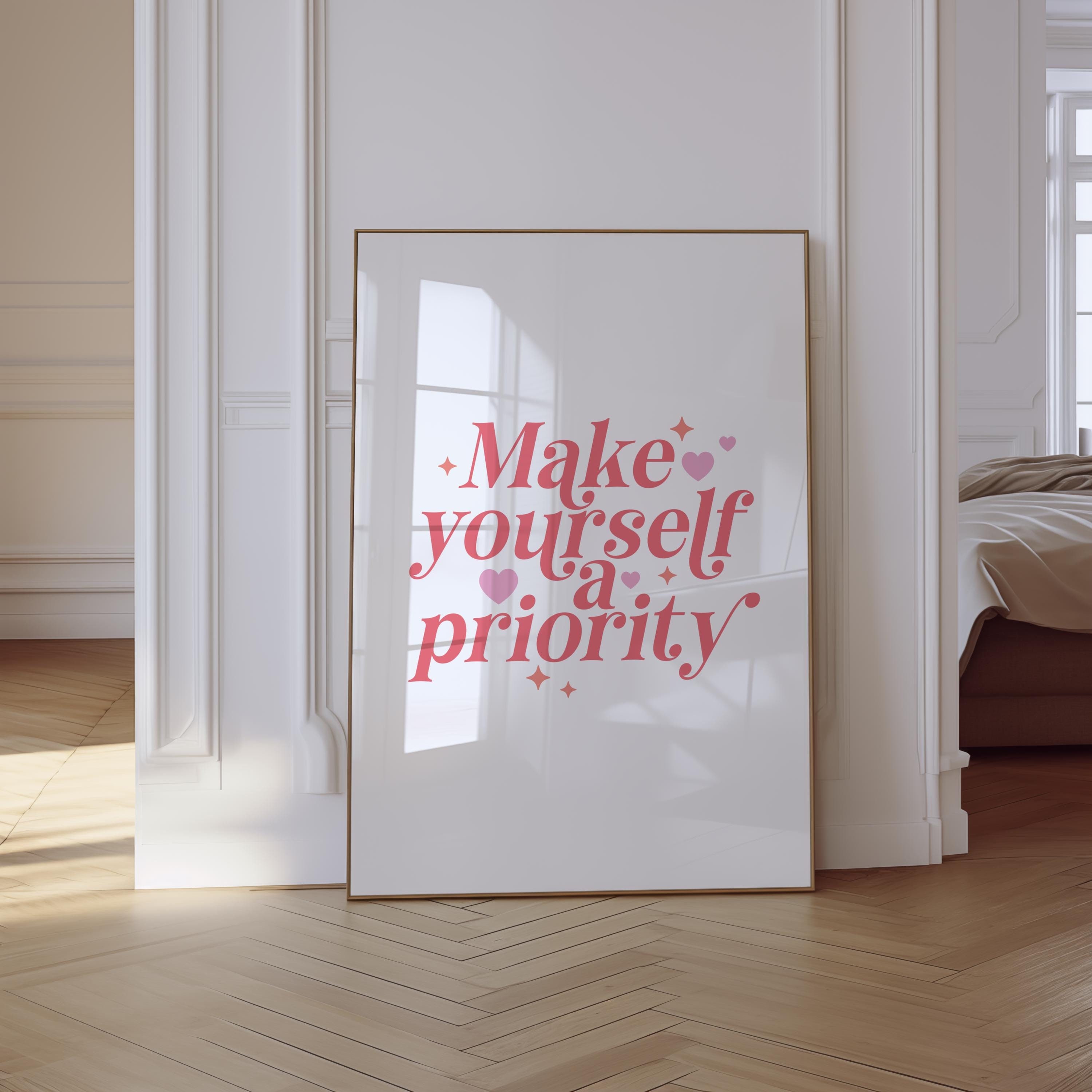 Wall Poster Make Yourself a Priority Hearts Mental Health Self-love ...