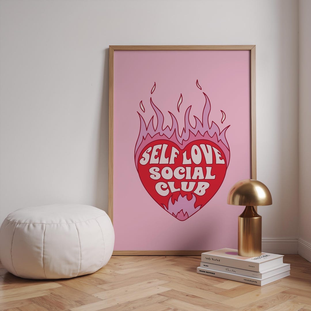 Self Love Social Club Poster | Feminist Printable Wall Art | Groovy ...