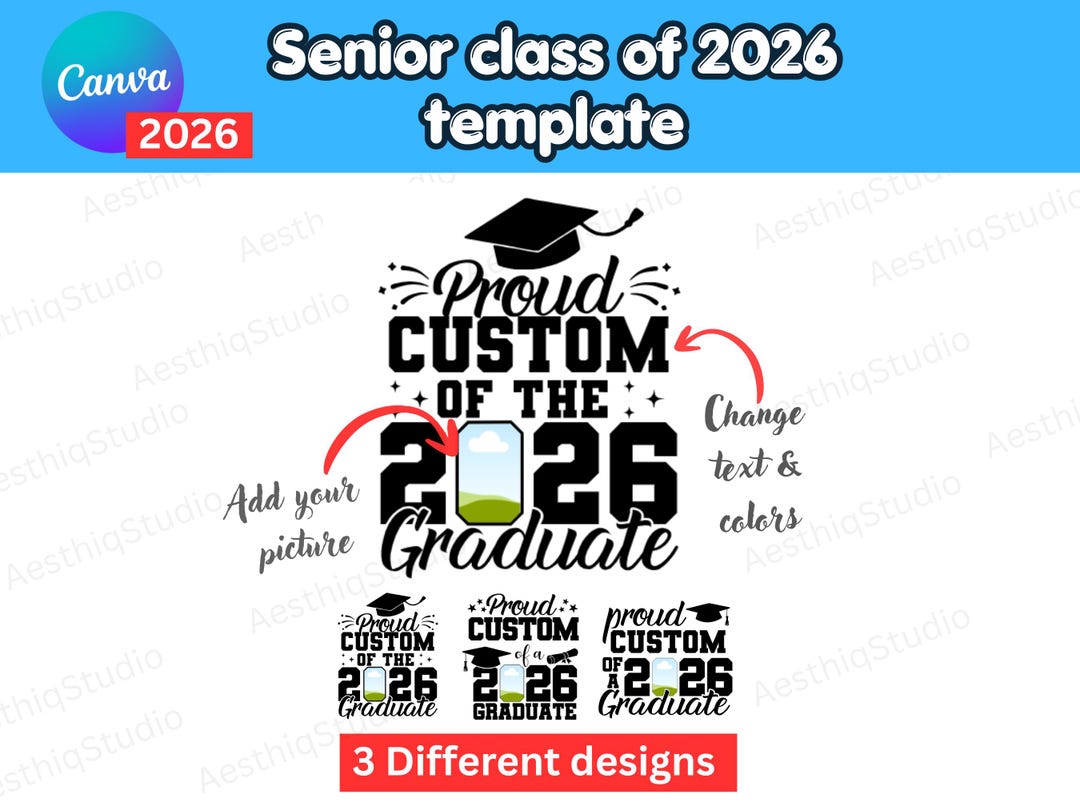 Senior 2026 Graduation Canva Template, Class of 2026 Photo graduation ...