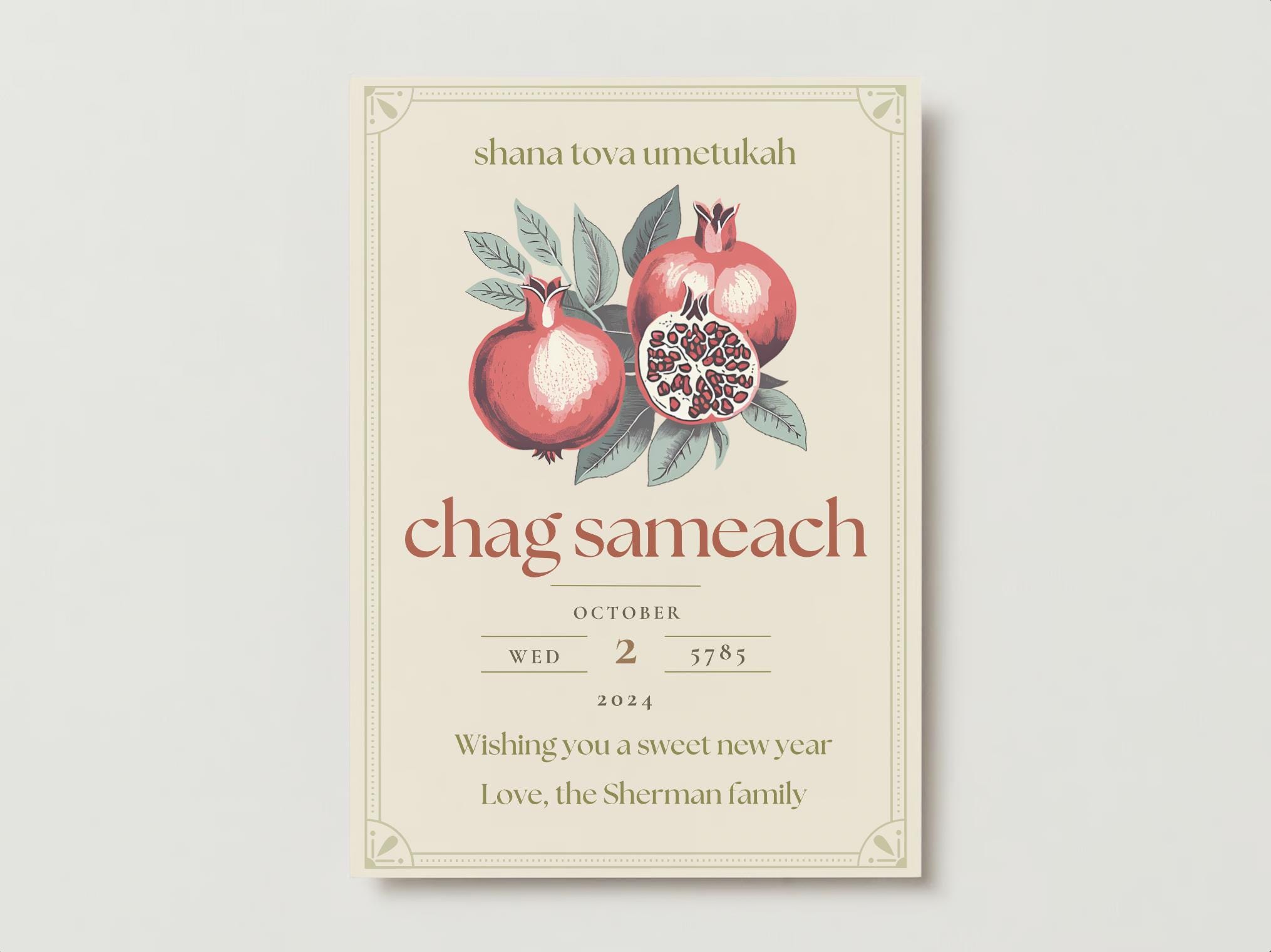 EDITABLE Rosh Hashanah Greetings, Jewish Holiday Card, Classy Retro ...