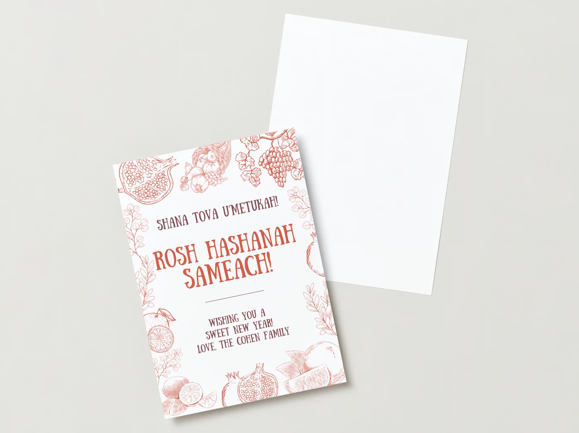 EDITABLE Rosh Hashanah Greetings, Jewish Holiday Card, Classy Retro ...