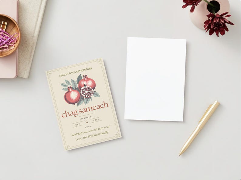 EDITABLE Rosh Hashanah Greetings, Jewish Holiday Card, Classy Retro ...