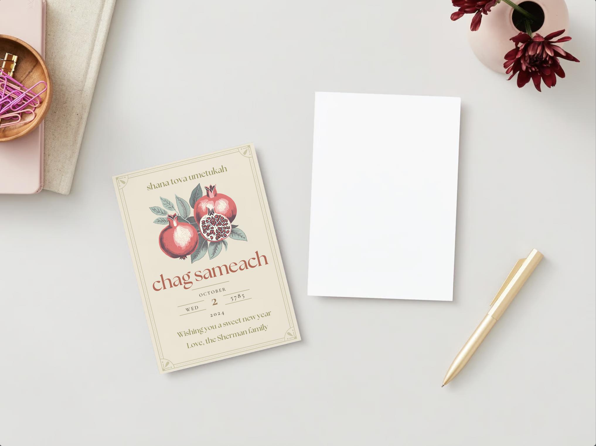 EDITABLE Rosh Hashanah Greetings, Jewish Holiday Card, Classy Retro ...