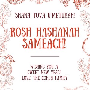EDITABLE Rosh Hashanah Greetings, Jewish Holiday Card, Classy Retro Card, Fall Line Art, New ...