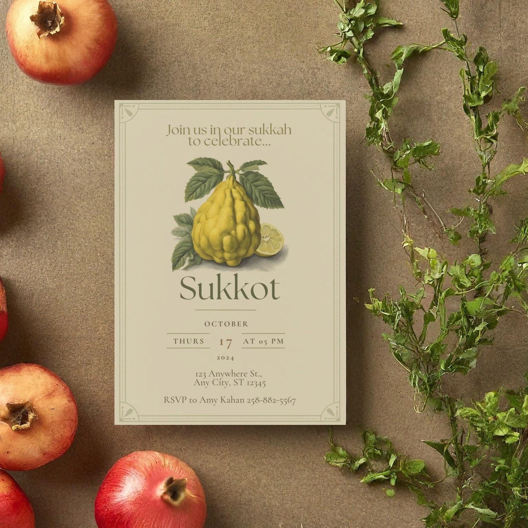 EDITABLE Sukkot Greetings, Jewish Holiday Card, Classy Retro Greetings ...