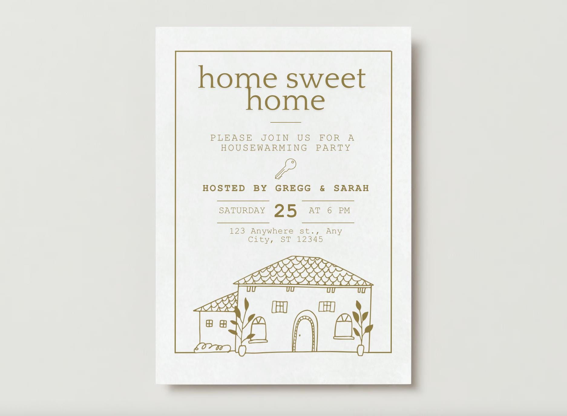 Editable Housewarming Party Invitation, Line Art Home (digital Download ...