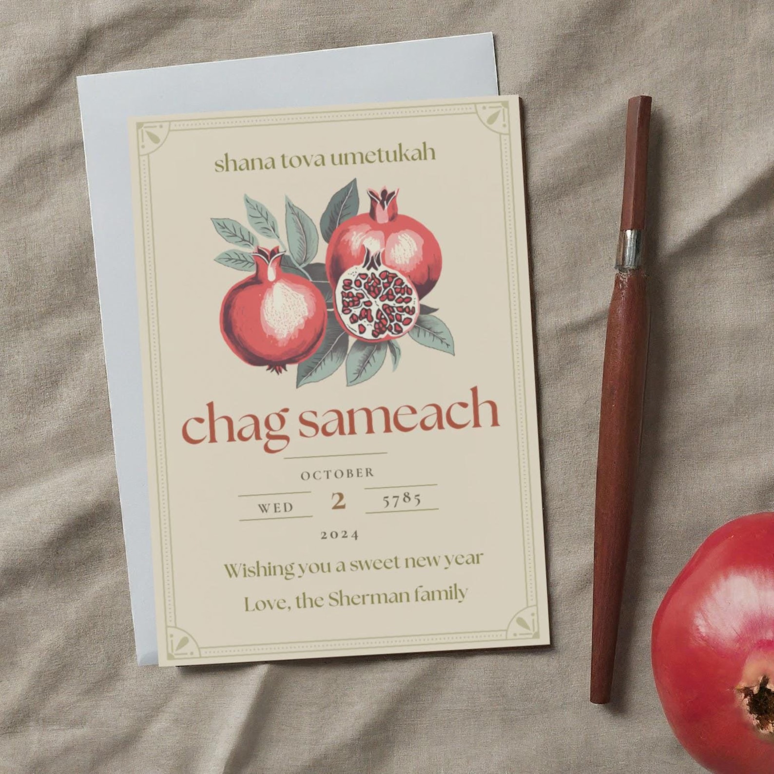 EDITABLE Rosh Hashanah Greetings, Jewish Holiday Card, Classy Retro ...